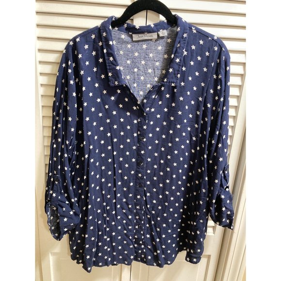 jason maxwell | Tops | Soft Jason Maxwell Blue And White Star Patterned ...